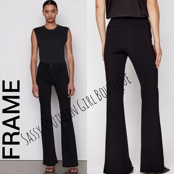 Frame Denim | Jeans | Frame Le One Black Rinse Flares | Poshmark